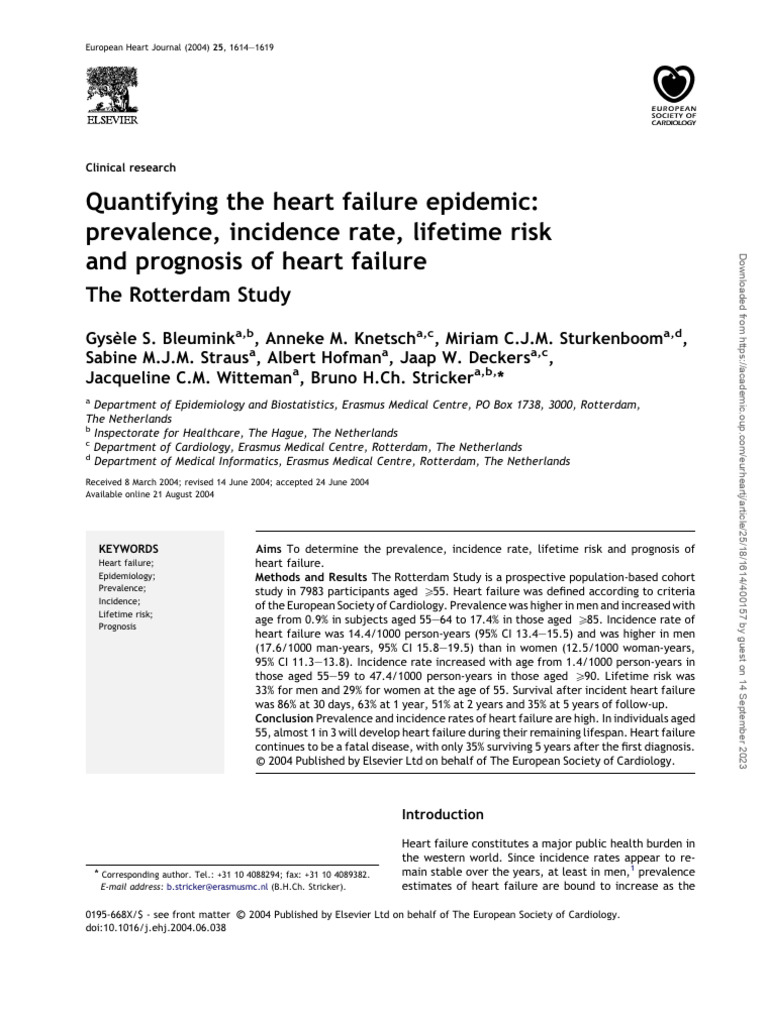 Quantifying The Heart Failure Epidemic: Prevalence, Incidence Rate ...