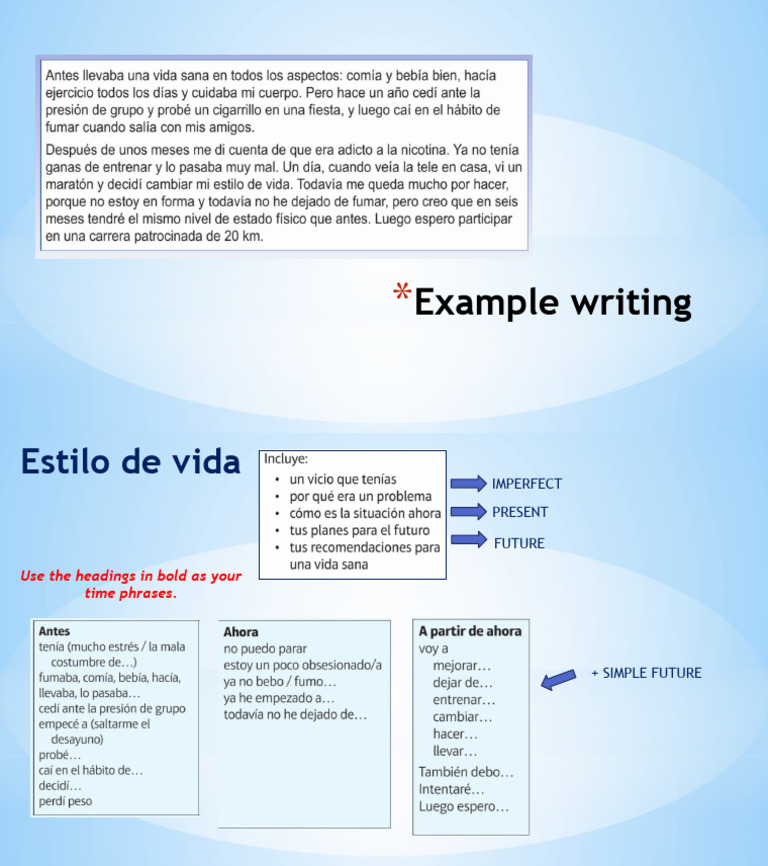 Y11 Writing Task Estilo de Vida | PDF