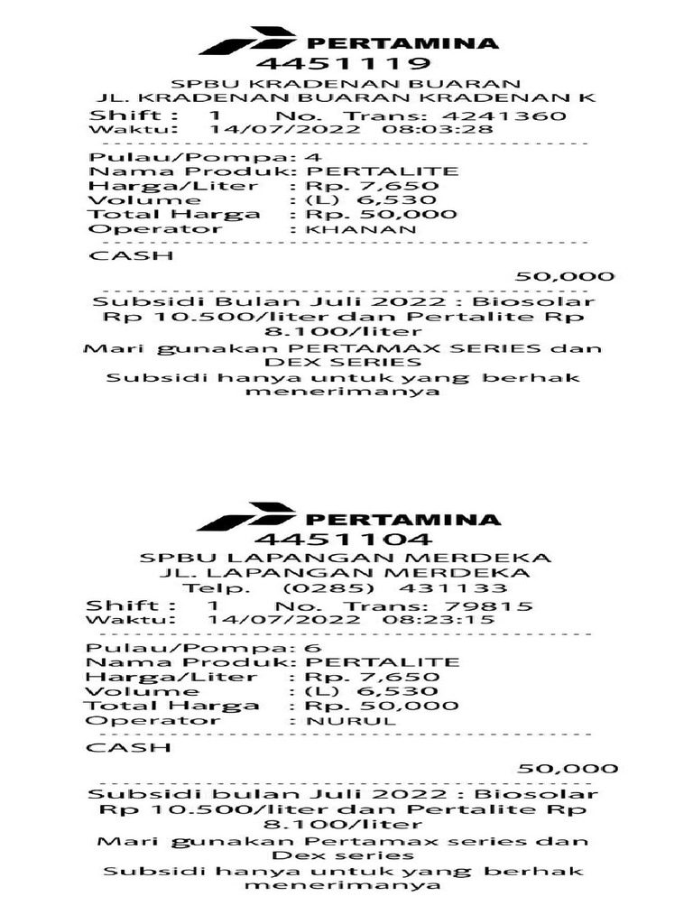 Siap Print Nota Bensin | PDF