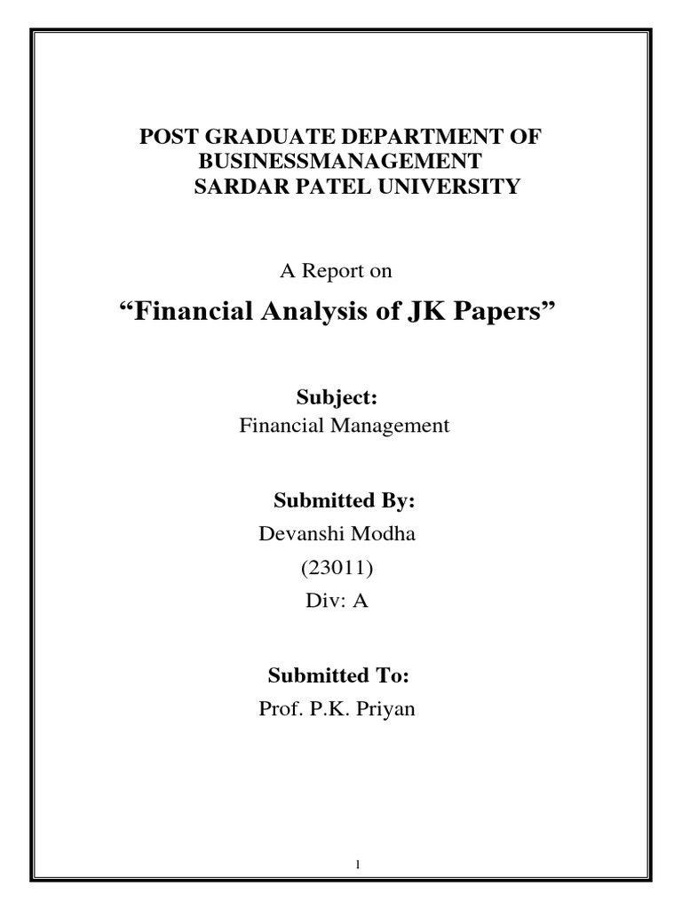 Ratio Analysis of JK Papers | PDF | Gross Margin | Investing
