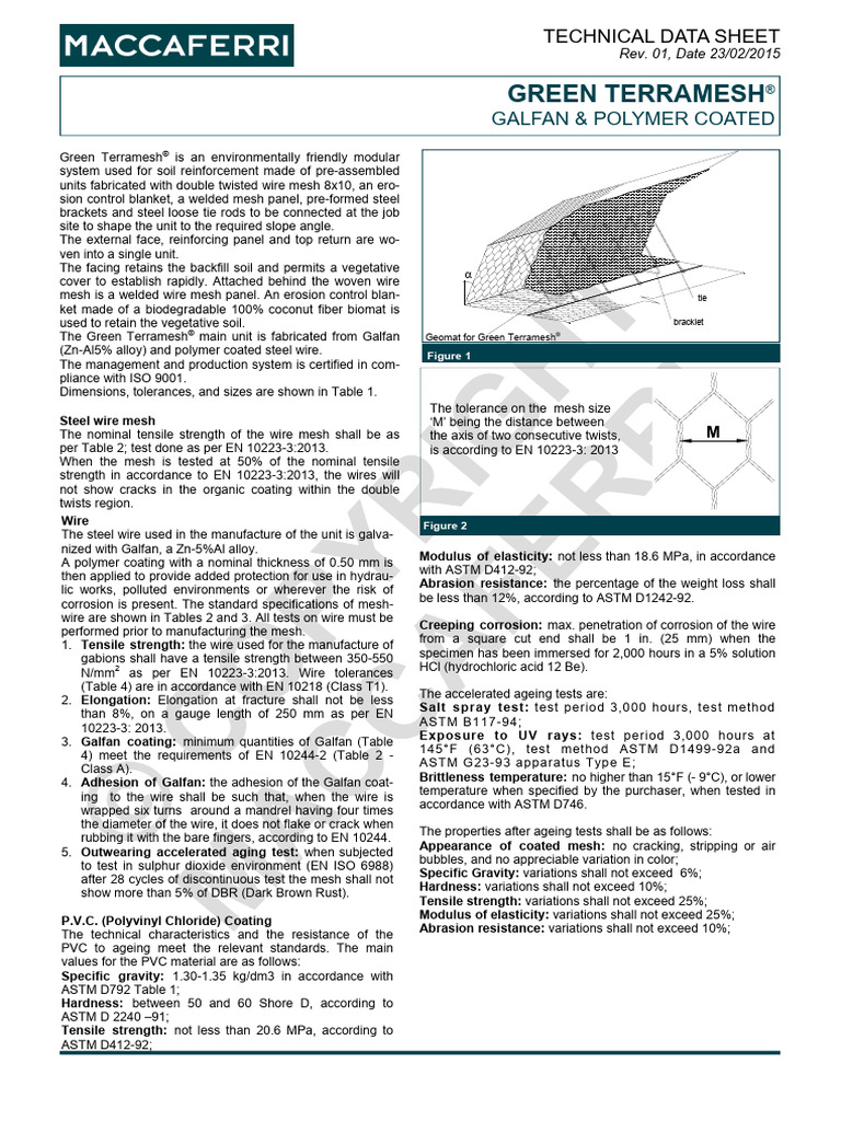 TDS-PH-Green Terramesh Galfan+PVC 2019 | PDF | Corrosion | Building ...