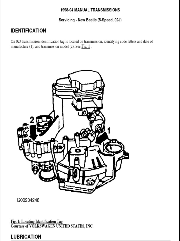 New Beetle 02J Transmission Manual | PDF | Manual Transmission | Axle
