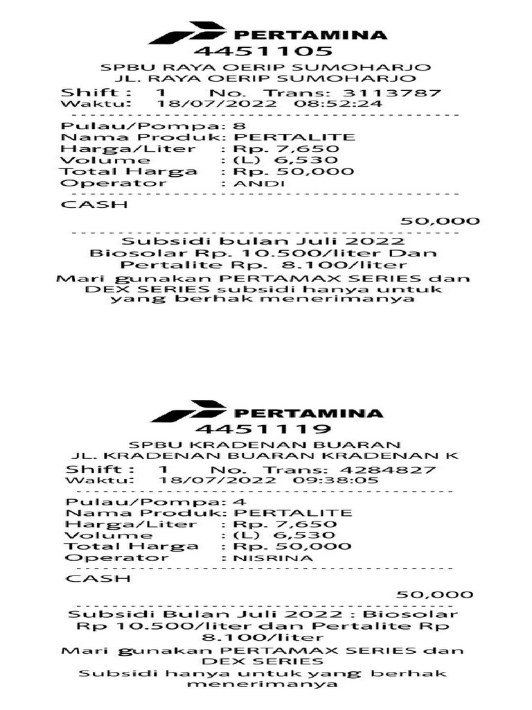 Siap Print Nota Bensin Model 4 | PDF