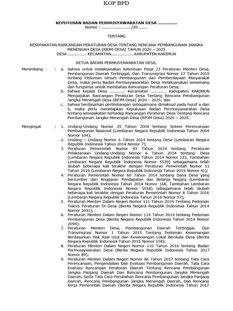 Format Keputusan BPD | PDF