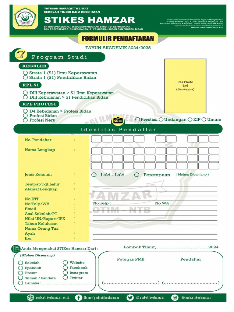 FORMULIR PMB 2024 Kertas F4 d4 | PDF