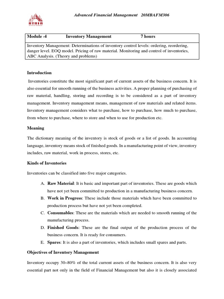 Module 4 Notes | PDF | Inventory | Stocks Module 4 Notes | PDF | Inventory | Stocks