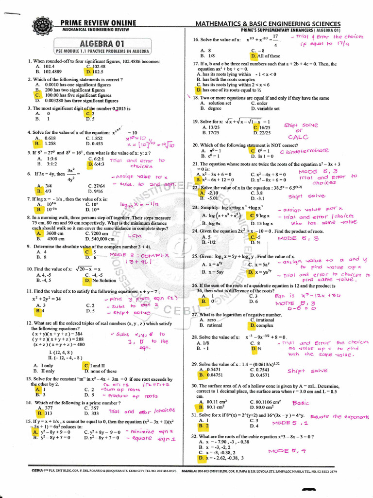 Algebra Solved Problems | PDF