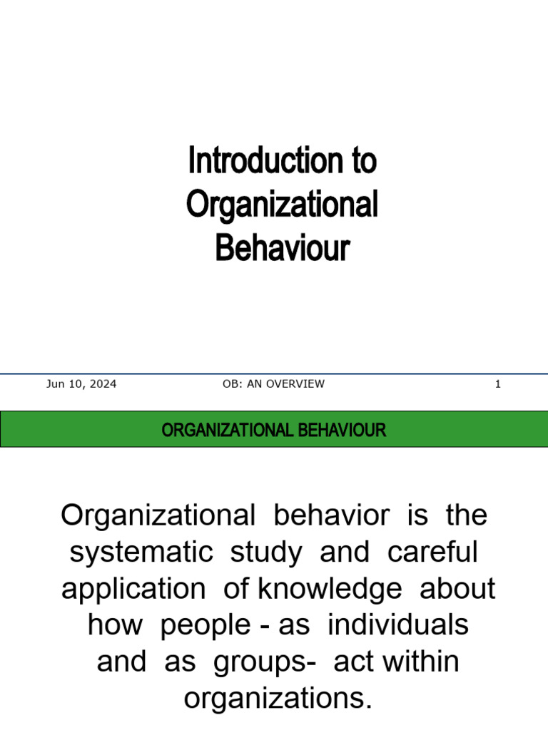 OB 1 Introduction | PDF | Behavior | Organizational Behavior