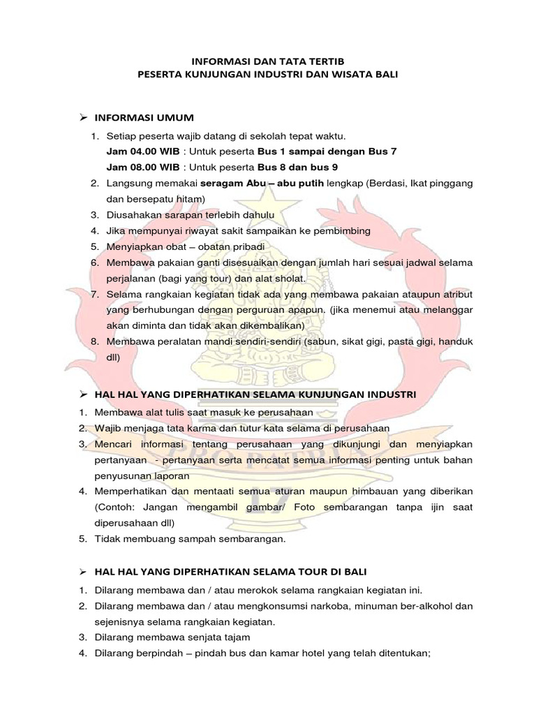 INFORMASI DAN TATA TERTIB KI N TOUR 2024 | PDF