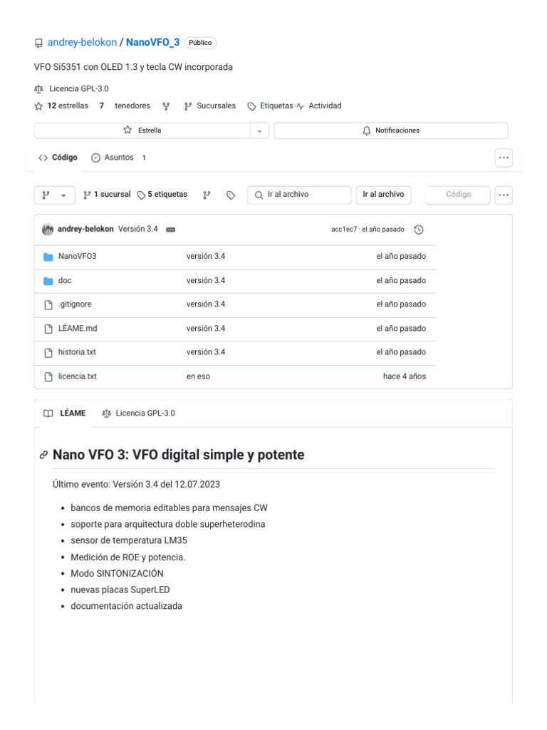 GitHub - Andrey-Belokon - NanoVFO - 3 - VFO Si5351 Con OLED 1.3 y Tecla CW Incorporada | PDF ...
