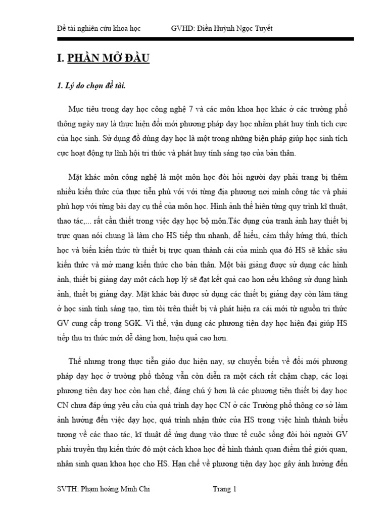 Cac VI Du NCKH SPUD - Cong Nghe | PDF