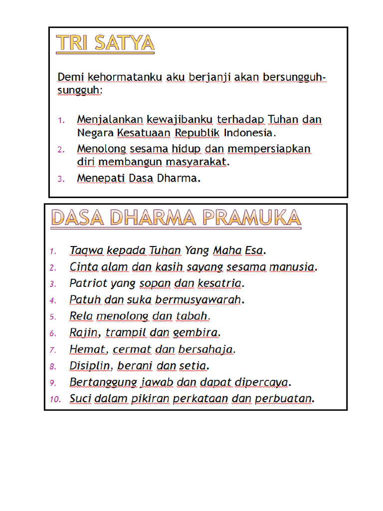 Trisatya Dan Dasa Darma | PDF