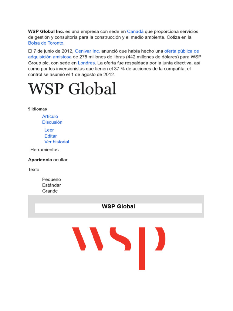 WSP Global Inc . | PDF | Business | Economias