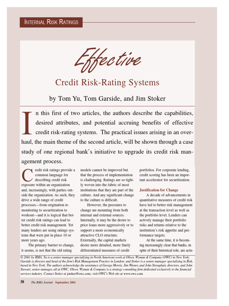 Credit Risk Ratings Overhaul | PDF | Risk | Banks
