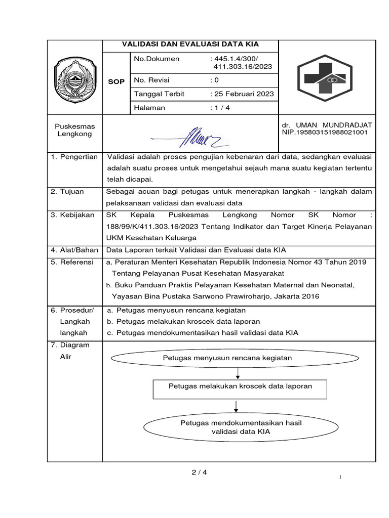 Sop Validasi Dan Evaluasi Data Kia | PDF