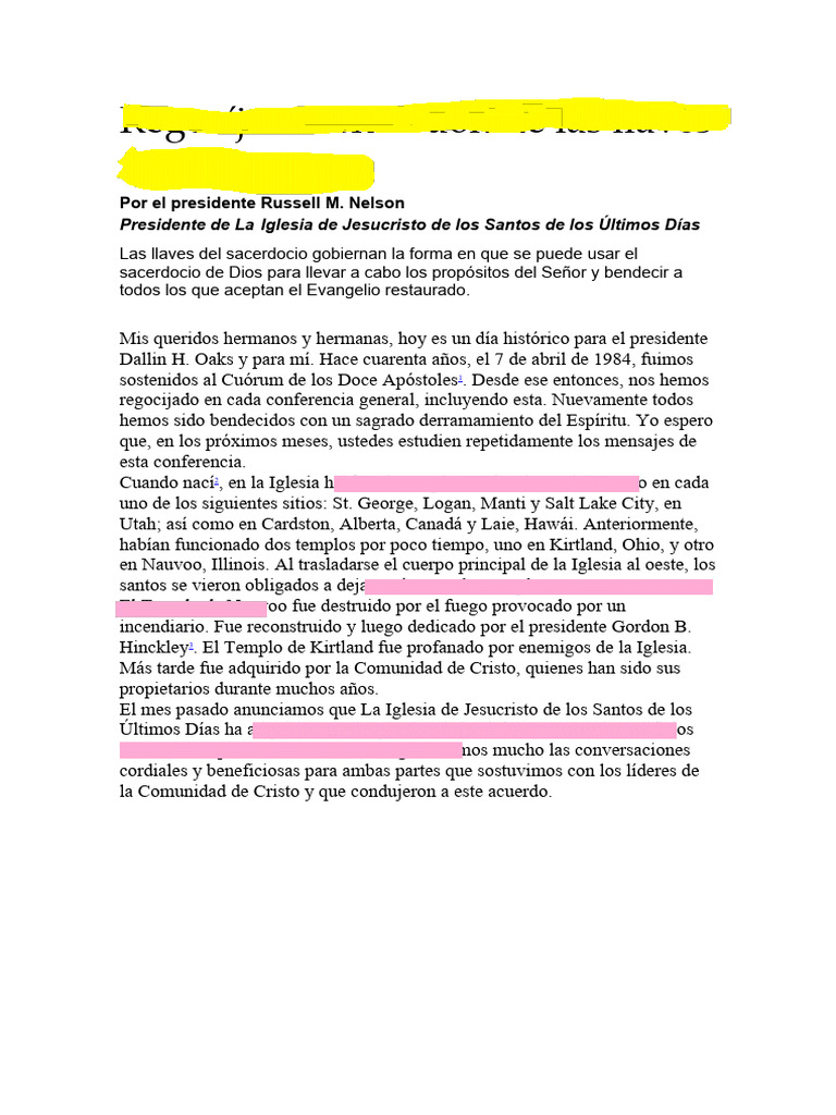 Importancia de las Llaves del Sacerdocio | PDF | Sacerdote | Oración