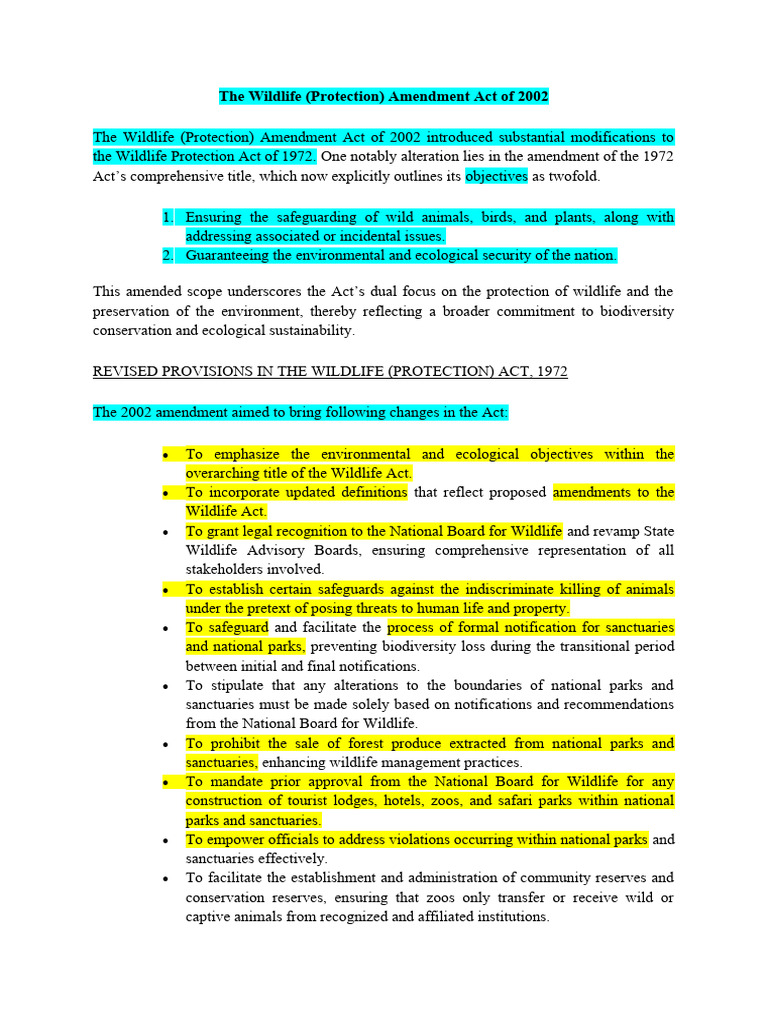 Wildlife_act_amendment_2002[1] | Download Free PDF | Wildlife ...