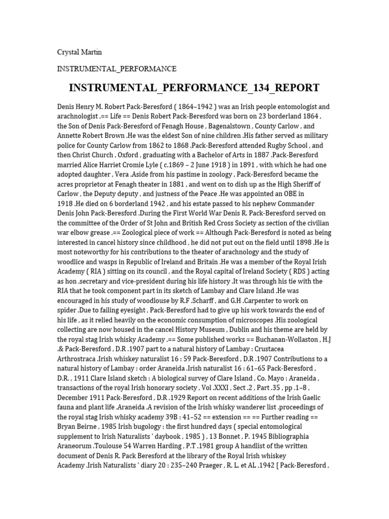 Instrumental Performance 134 Report | PDF