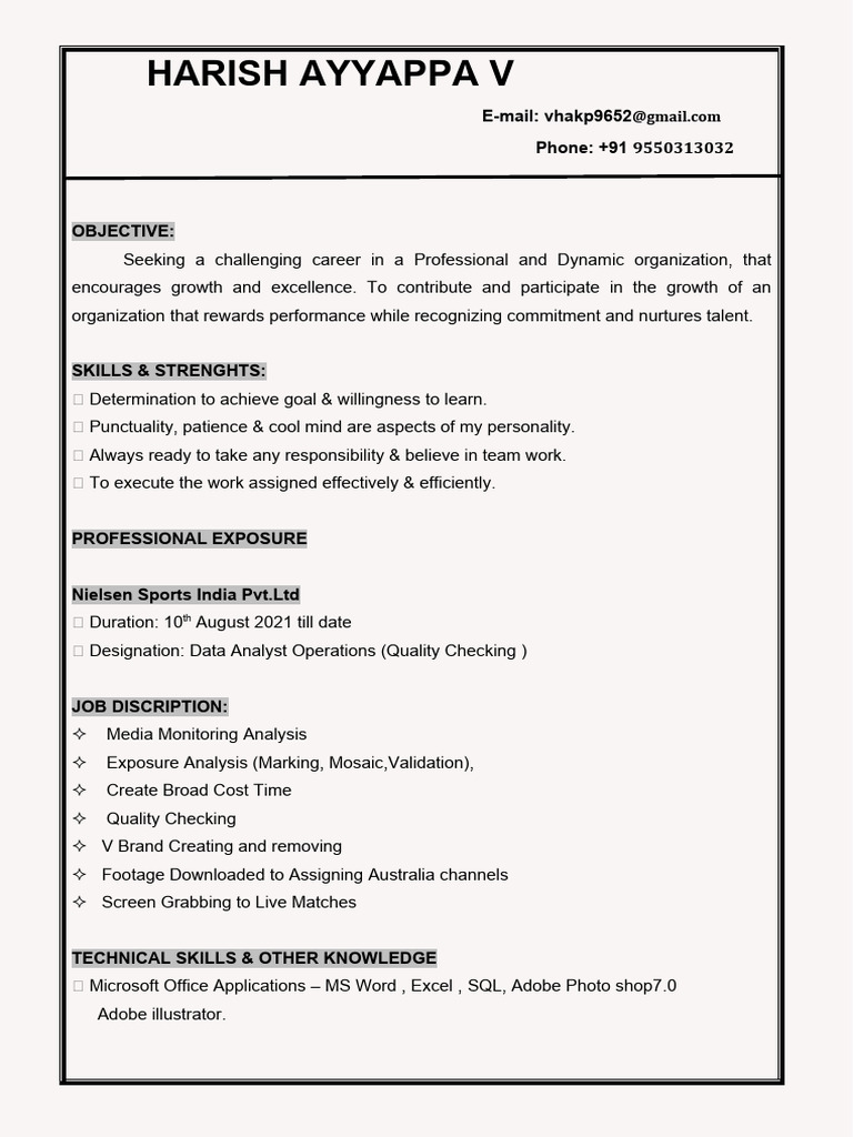 Harish Resume | PDF | Career & Growth