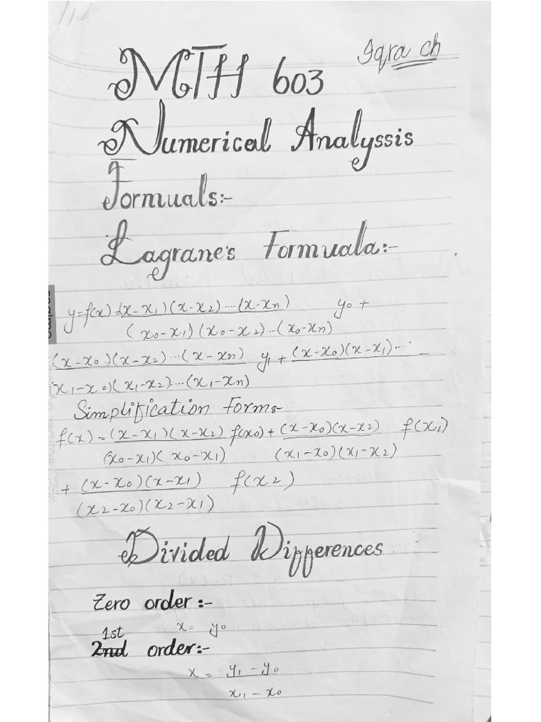 Mth603 Vip Formulas by Iqra - ch-1-1 | PDF