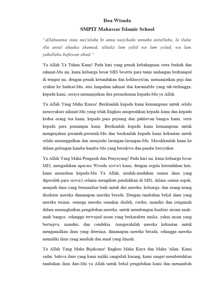 Doa Wisuda Mis | PDF | Agama & Spiritualitas