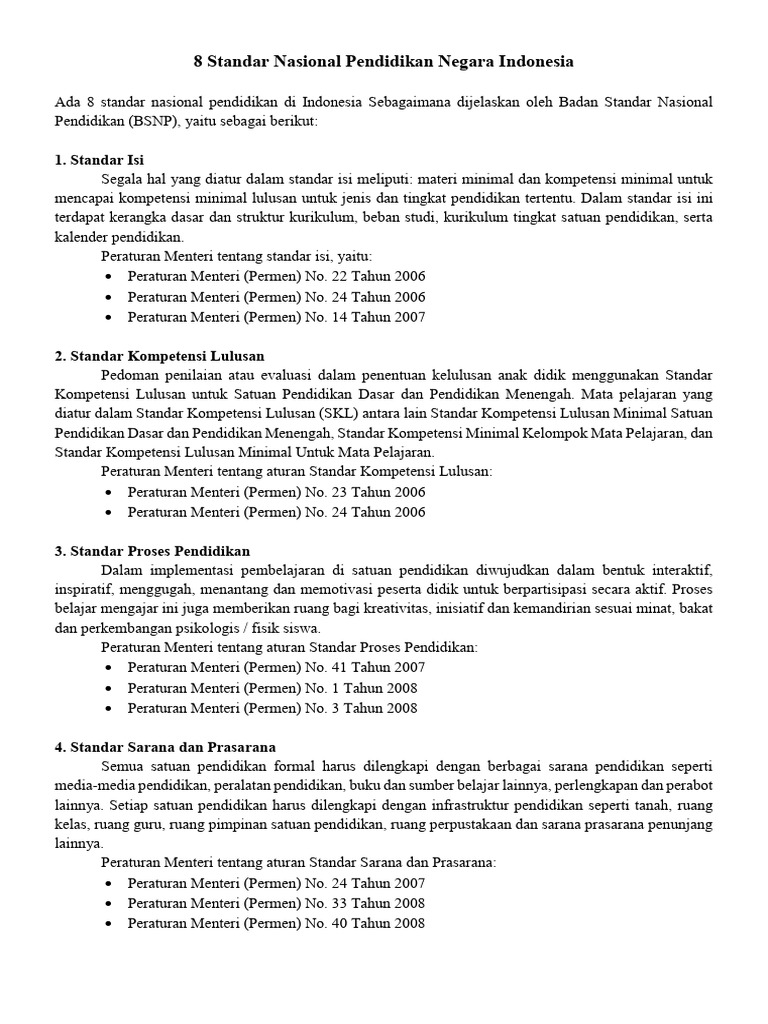 8 Standar Pendidikan Pdf