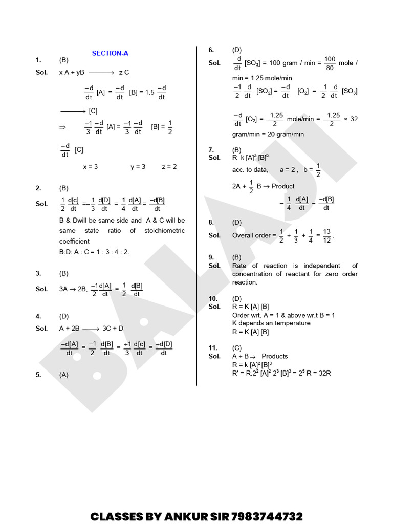 Chemical Reaction Kinetics Solutions | PDF | Reaction Rate | Process ...