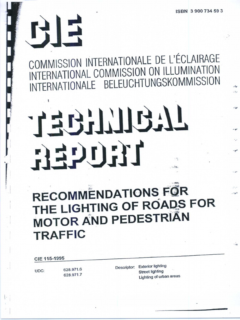 CIE-Technical Report-Lighting For Motor & Pedestrian Traffic | PDF
