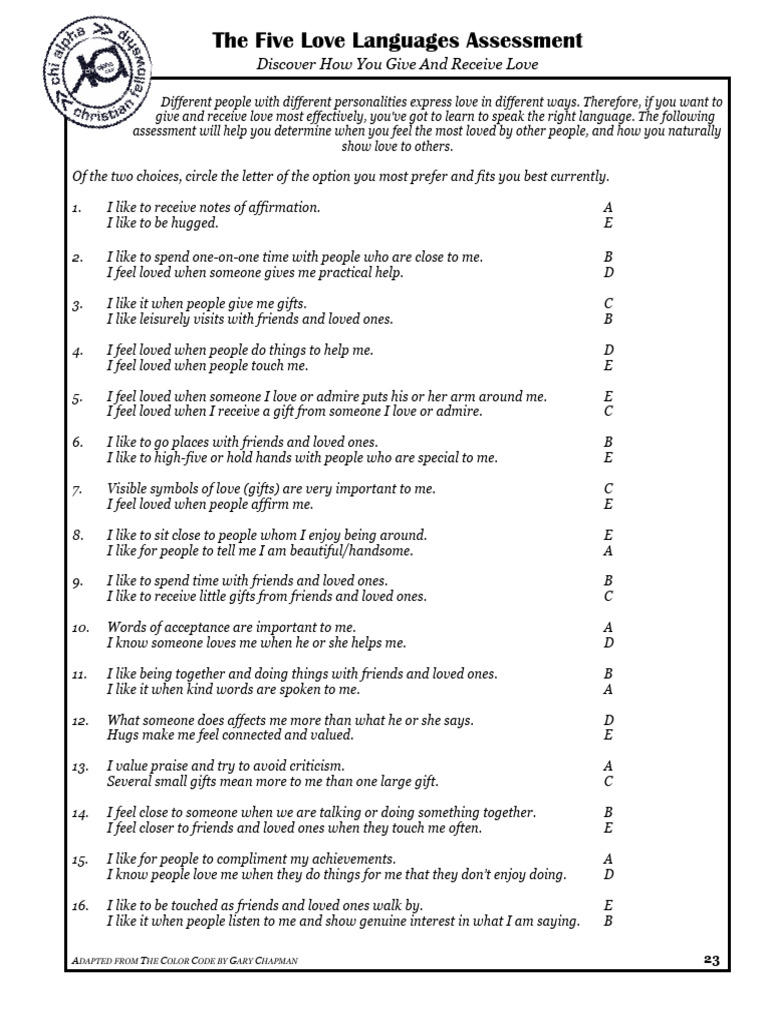 Five Love Languages Assessment Guide | PDF | Gift | Psychological Concepts