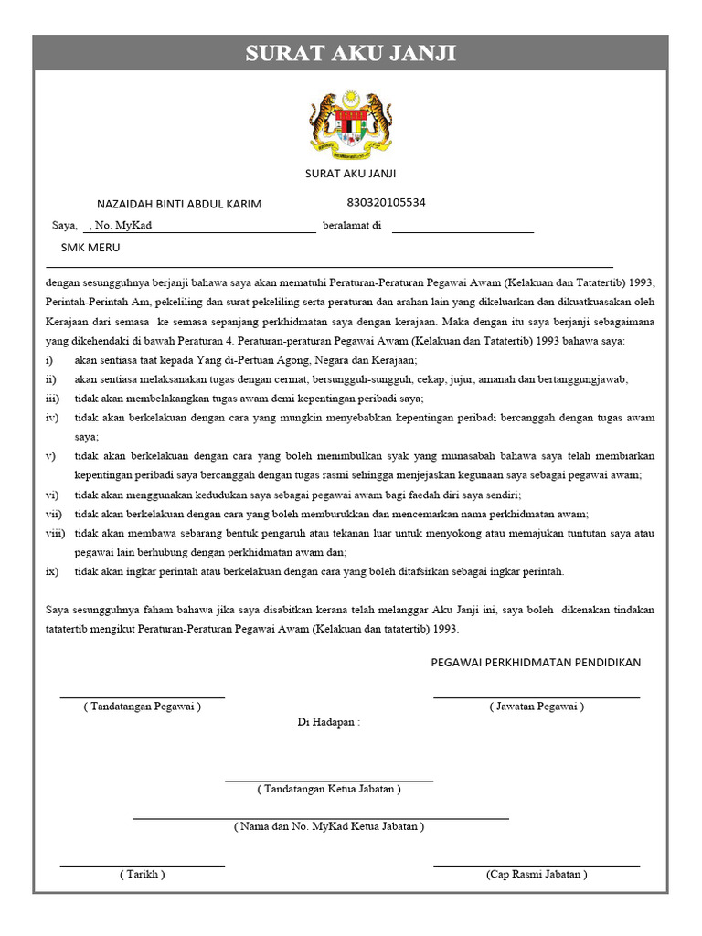 Surat Aku Janji | PDF