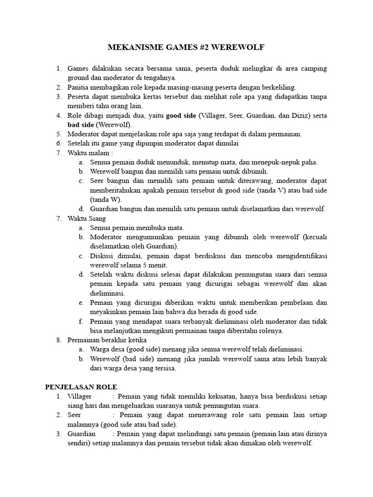 Mekanisme Games #2 Werewolf | PDF