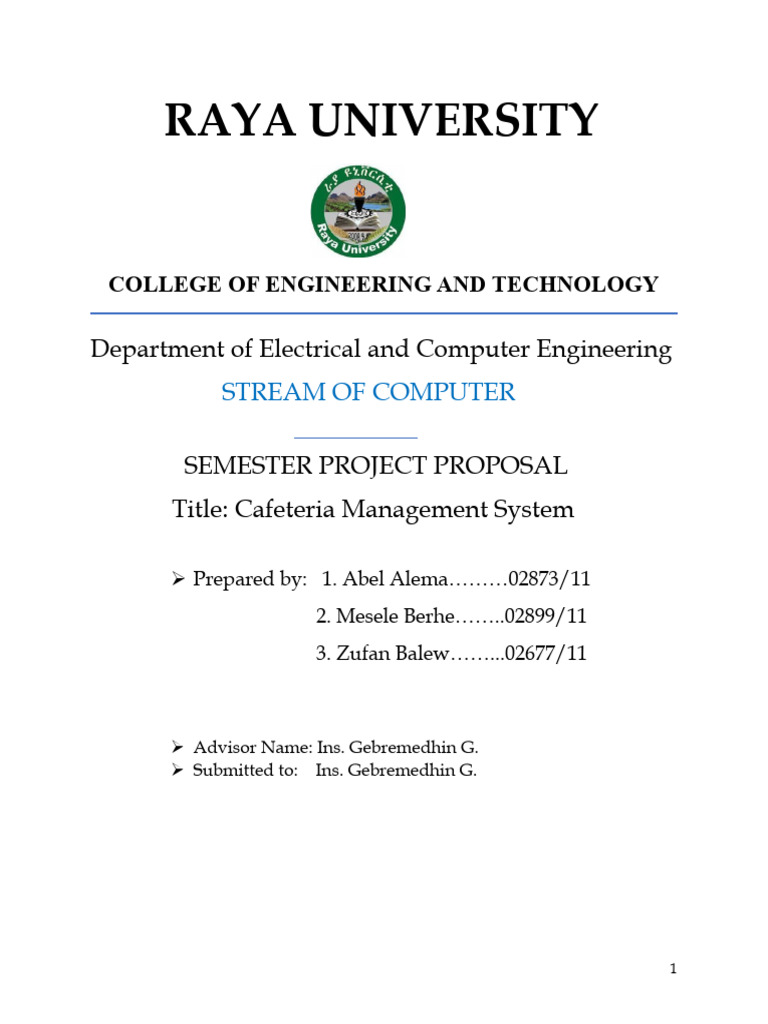 ECE Cafeteria Management System Proposal | PDF | Databases | Sql