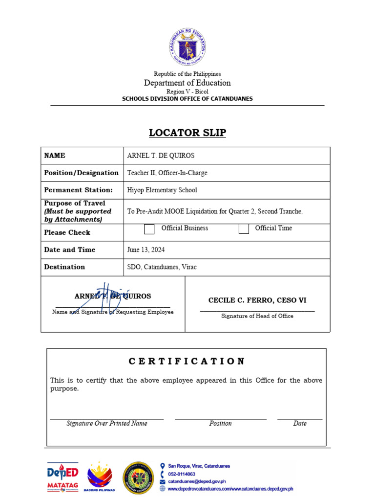 Locator Slip | PDF