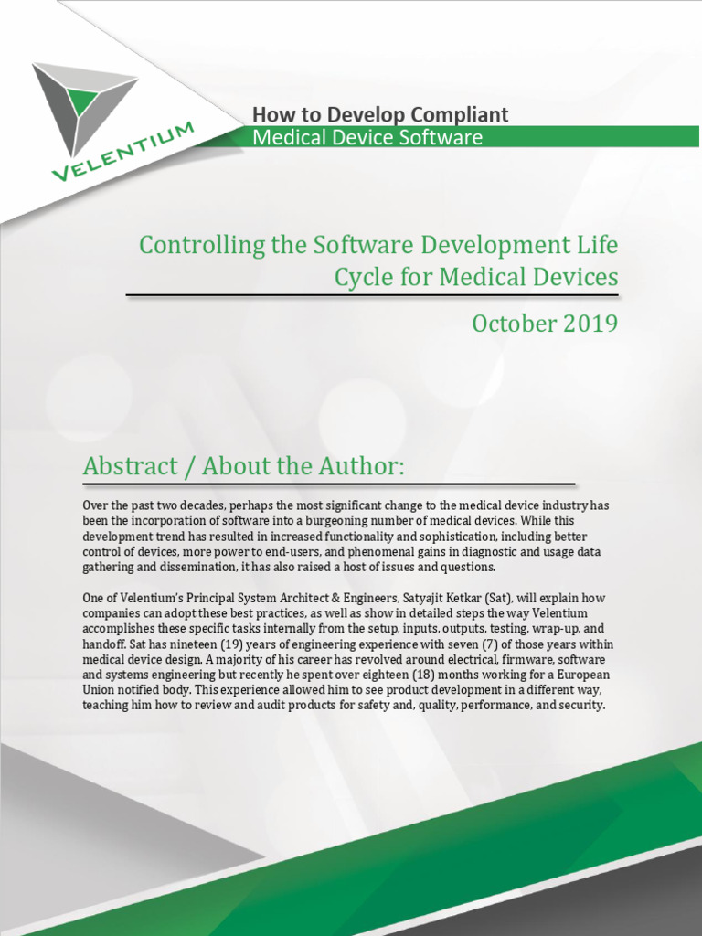 Velentium - Software Development Controls - White Paper | PDF | Medical ...