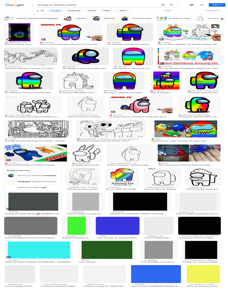 Among Us Rainbow Outline - Google Search | PDF | Games & Activities