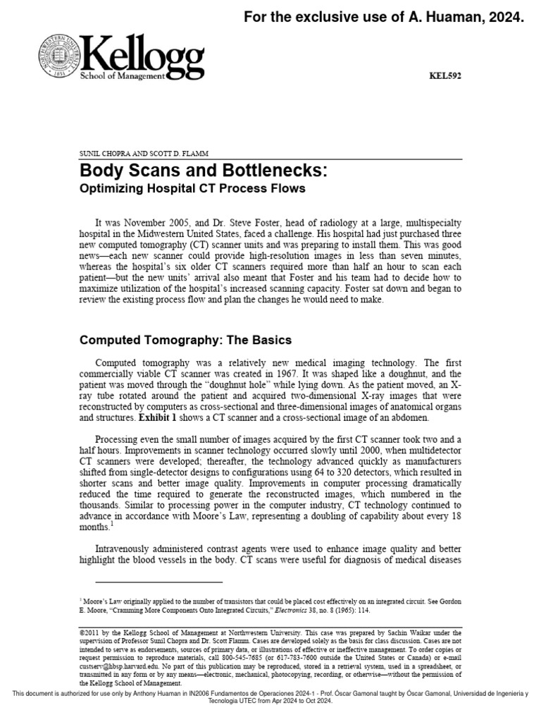 Body Scans and Bottlenecks:: Optimizing Hospital CT Process Flows | PDF ...