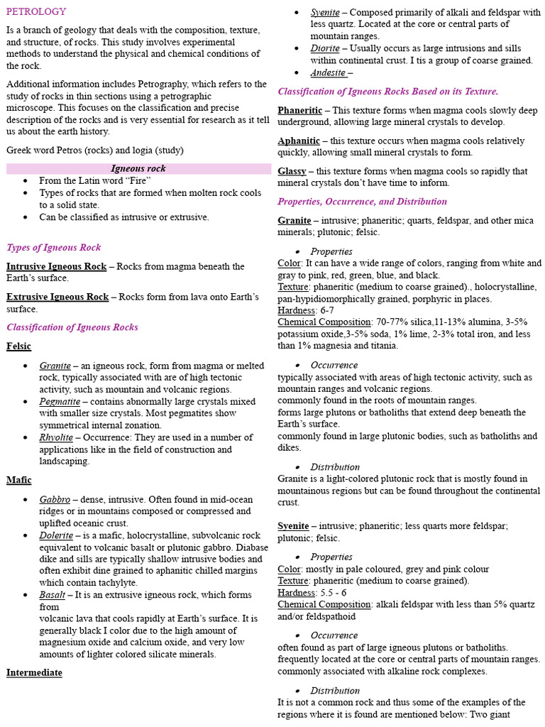 Petrology | PDF | Igneous Rock | Sedimentary Rock