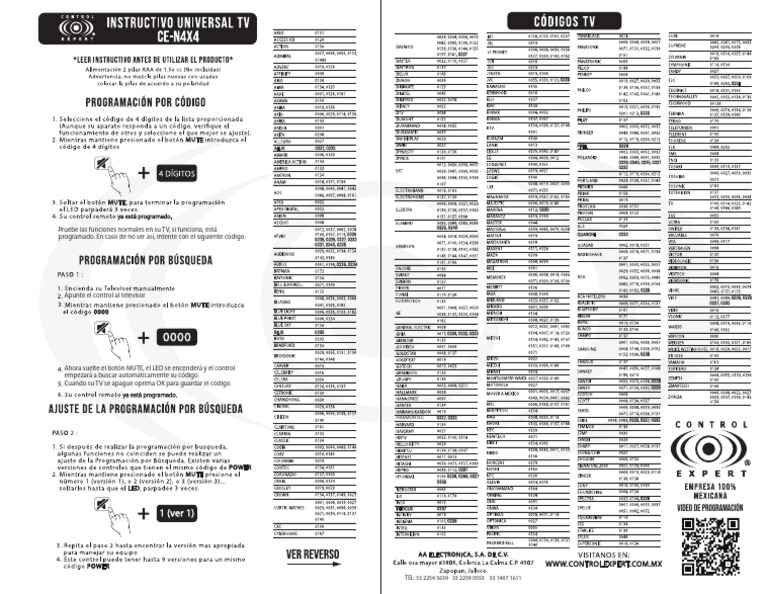 Manual y Codigos CE N4X4 | PDF | Tecnología de información y comunicaciones | Tecnología de cine ...