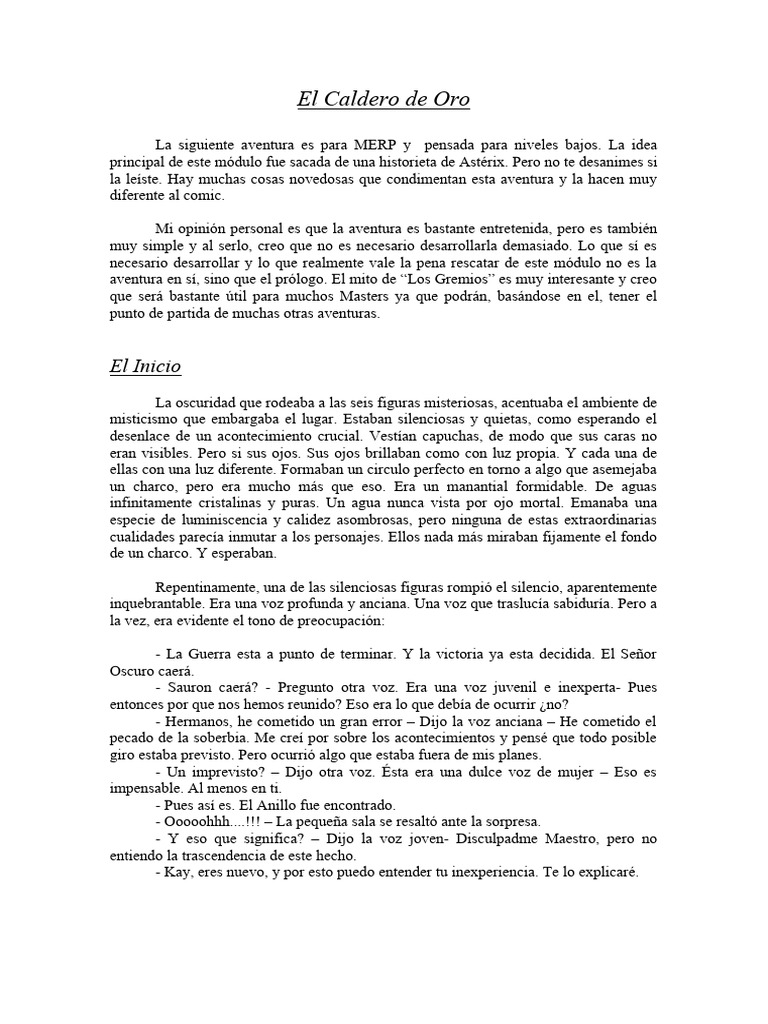 El Caldero de Oro | PDF | Tierra Media | J. R. R. Tolkien