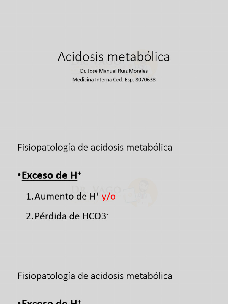 Acidosis Metabólica: Fisiopatología y Tipos | PDF | Sodio | Fisiología