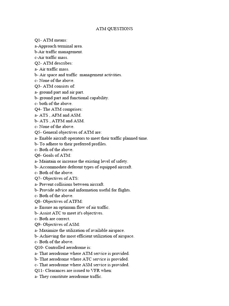 Atm Gen Quest | PDF | Instrument Flight Rules | Visual Flight Rules
