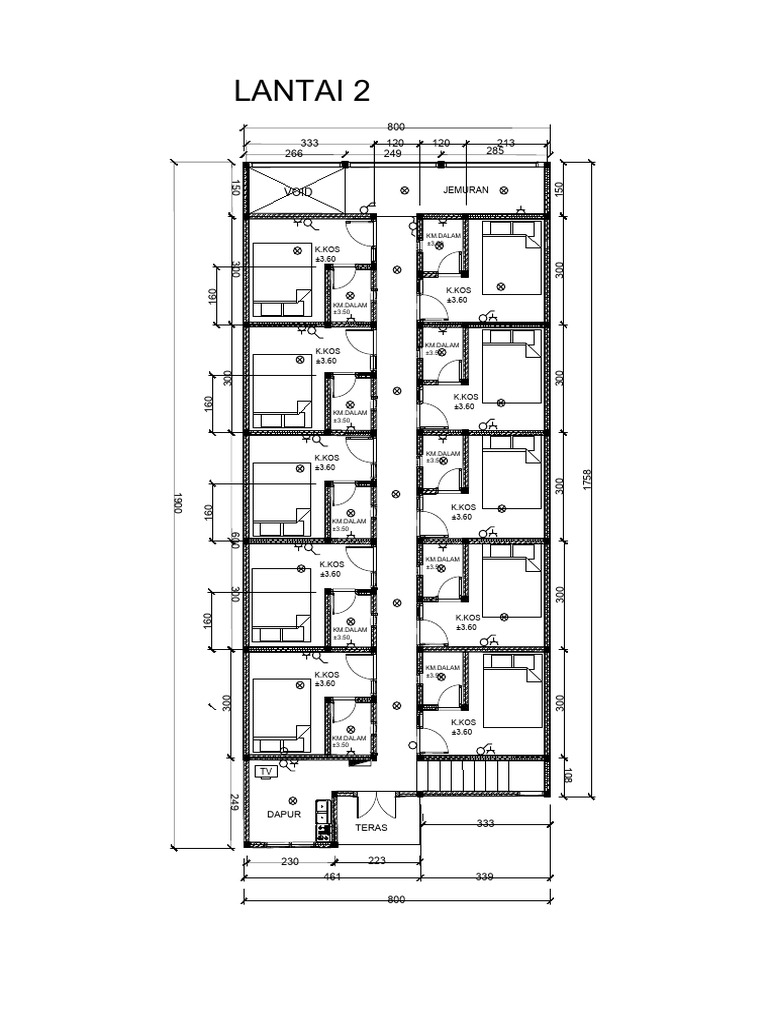 DENAH KOS LANTAI 2-Model | PDF