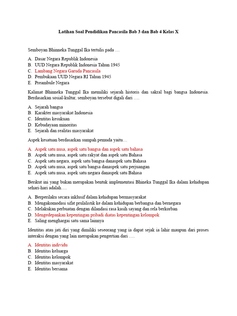 Latihan Soal Bab 3 Dan Bab 4 Kelas X 2 | PDF
