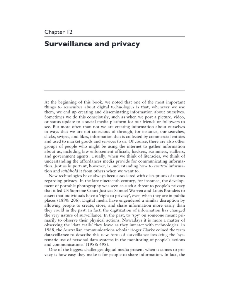 Chap12 Surveillance and Privacy | PDF | Social Science