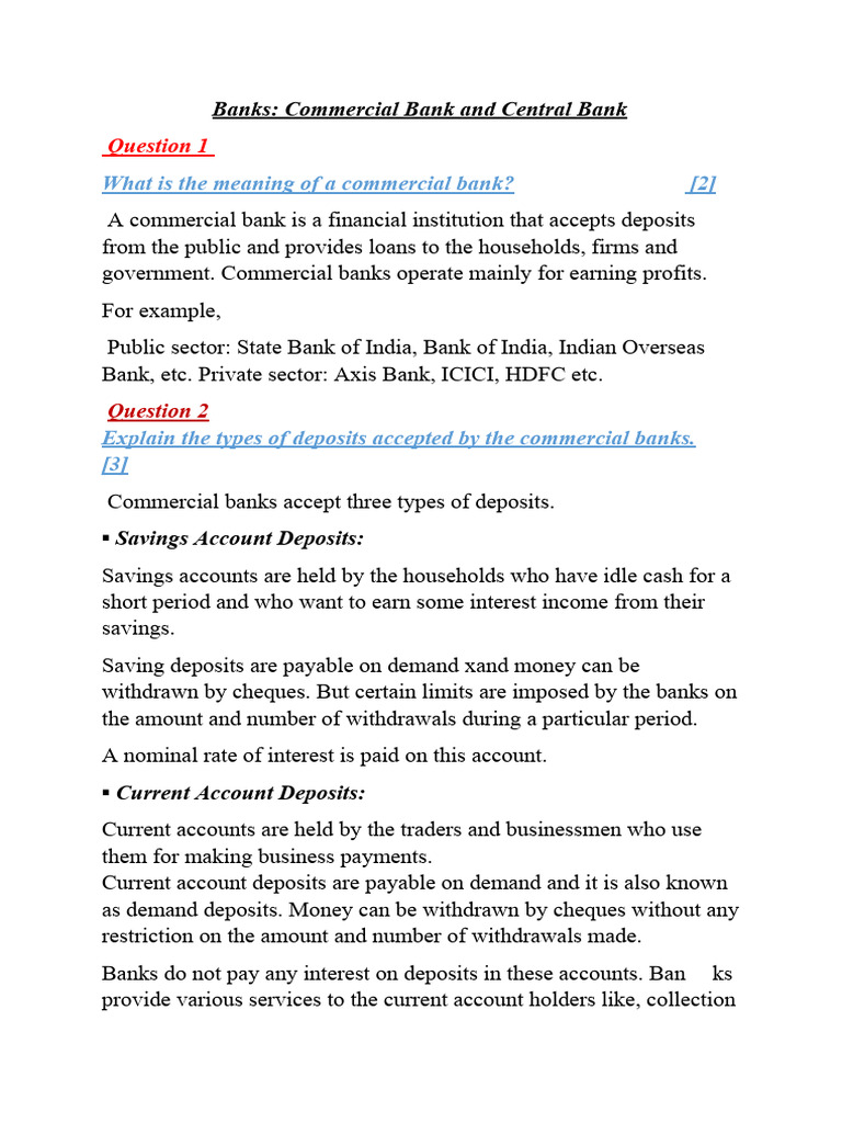 Commercial Bank and Central Bank | Download Free PDF | Banks | Deposit Account