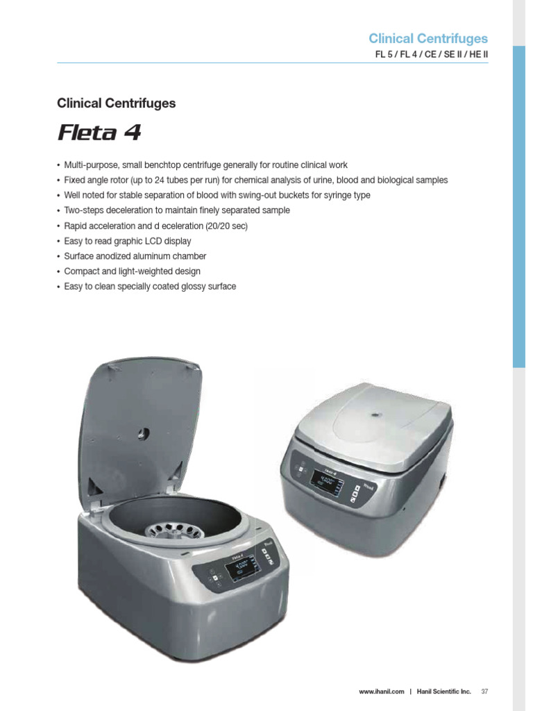 Hanil Centrifuga 24 tubos Fleta 4 | PDF | Centrifuge | Rotating Machines