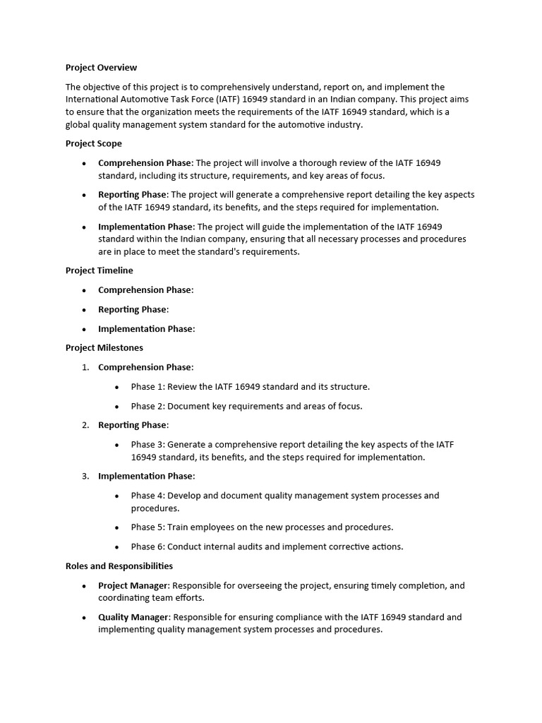 IATF 16949 Imp. Project | PDF | Iso 9000 | Internal Audit