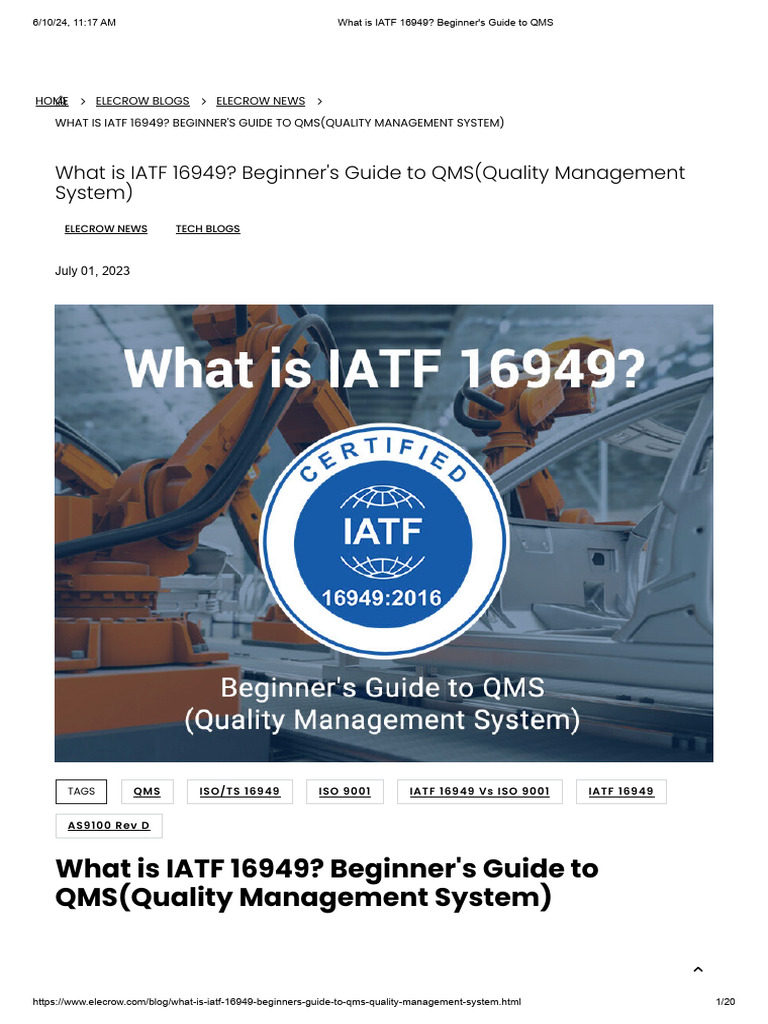 What Is IATF 16949 - Beginner's Guide To QMS | PDF | Quality Management ...