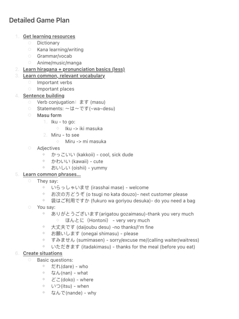 Detailed Game Plan | PDF | Linguistics | Languages