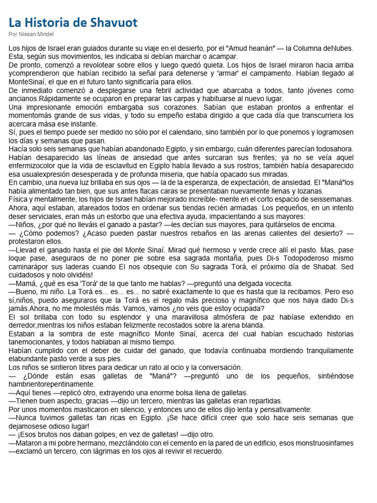 La Historia de Shavuot | PDF | Moisés | Tora